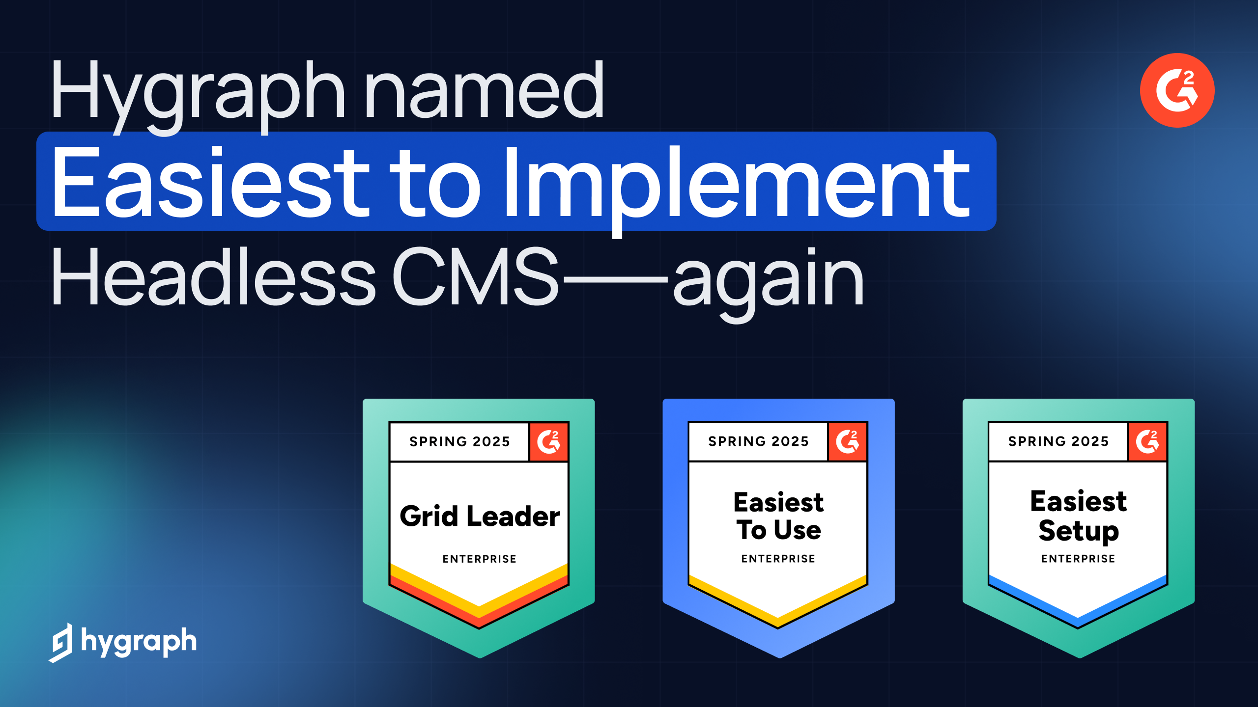 Hygraph named easiest to implement headless CMS - again | Hygraph